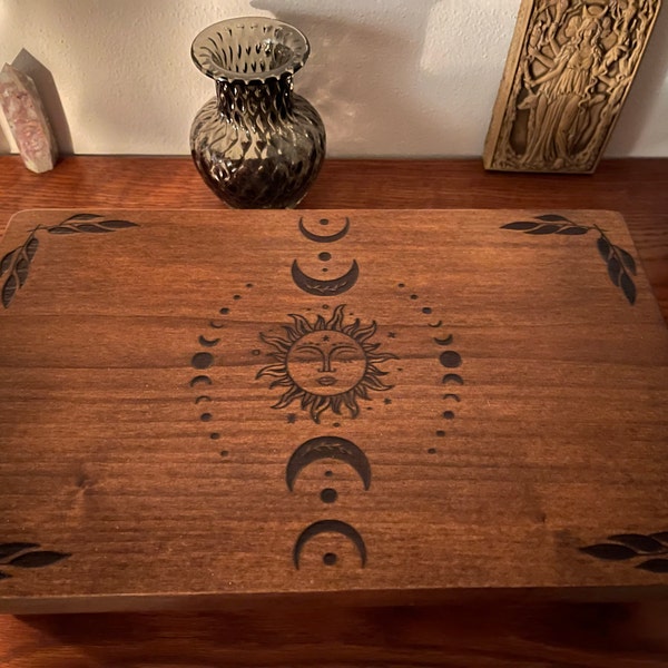 Altar / Sun and Moon Phase / Meditation / Altar Table / Tabletop Altar ...