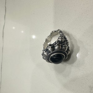 Victorian Style Floral Pinky Ring, Flower Cross Mens Ring in Sterling ...