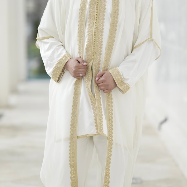 Luxury Moroccan Djellaba, Wool Djellaba for Men, Kaftan Long ...