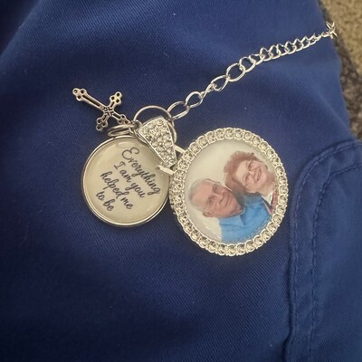 Rhinestone Pin to Attach to Bouquet, Memorial Photo Wedding Charm, Gift ...