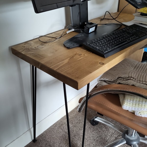 Hairpin Desk - Computer Desk With Steel Hairpin Legs- Rustic Wooden ...