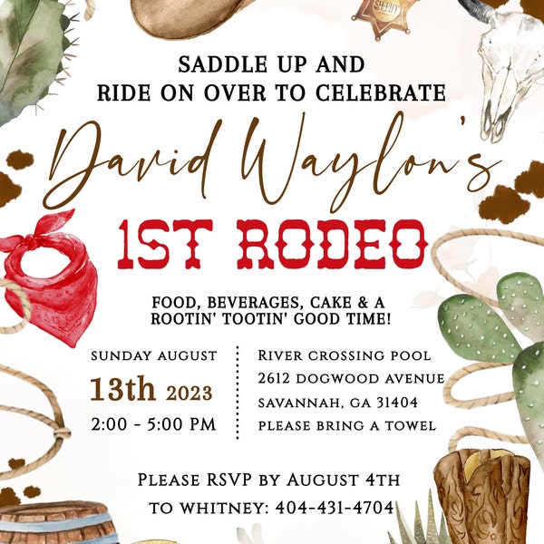 FIRST RODEO Invitation Template | Printable Wild West Birthday Invite ...