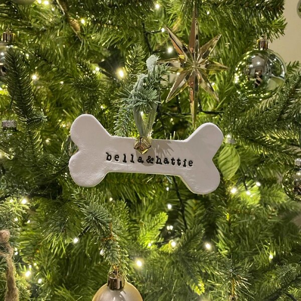 Personalised Dog Bone Clay Tree Decoration, Pet Christmas Decoration ...