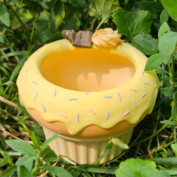 Cute Dessert Planter Hand-made Ceramic Cupcake Pot Pink Strawberry ...