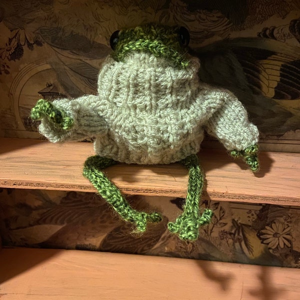 Pale Green With Cream Tummy Hand Knitted Frog - Etsy