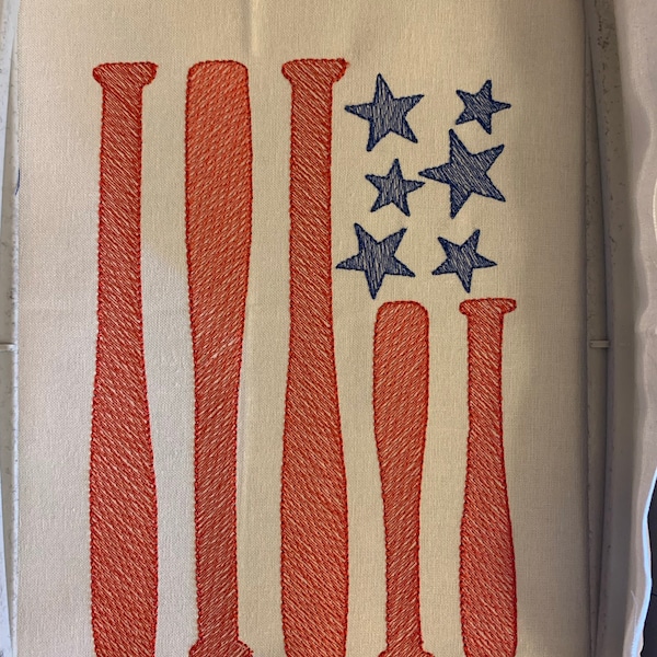 American Flag Baseball Bat Machine Embroidery Design, 4th of July ...