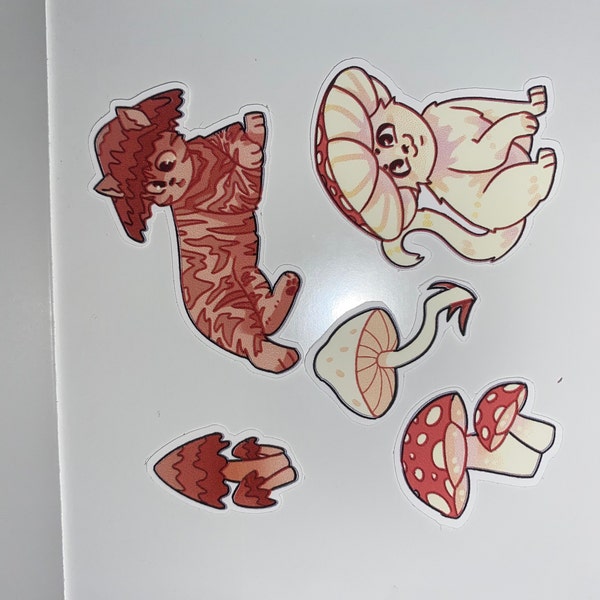 Mushroom Cats Sticker Pack - Etsy