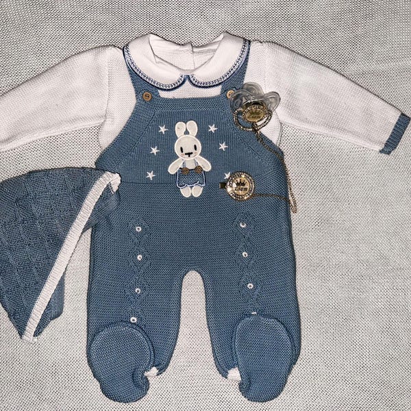 Spanish Knit Newborn Knit Set Peto Primera Puesta Bebe Knit Blue ...