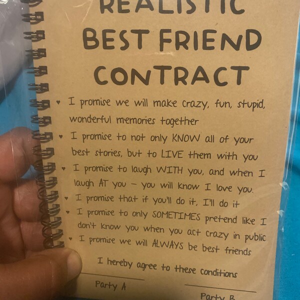 Realistic Best Friend Contract - 5 X 7 Journal - Etsy