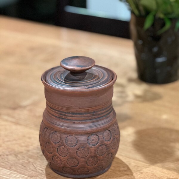 Big Storage Canister With Lid,handmade Pottery Container,rustic Stoneware Pot,unglazed Ceramic ...