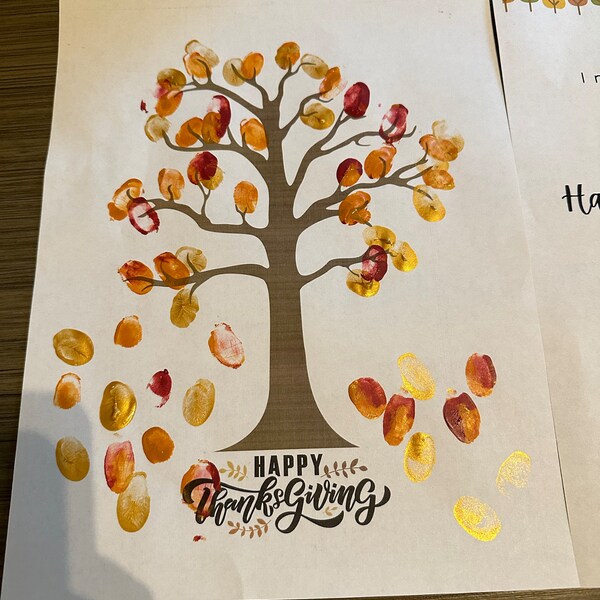 PRINTABLE Fall Leaves Handprint Art, Thanksgiving Thumbprint Craft ...