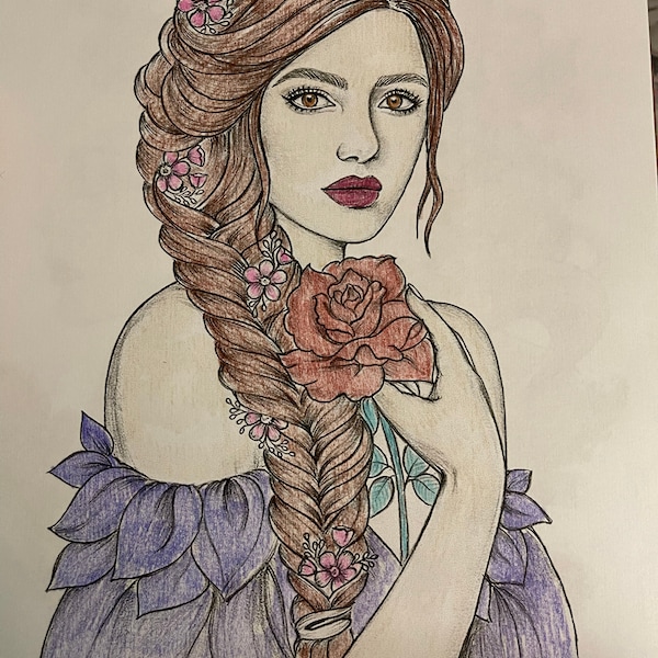 Katherine| Adult Coloring Page| Portrait Coloring | Grayscale Coloring ...