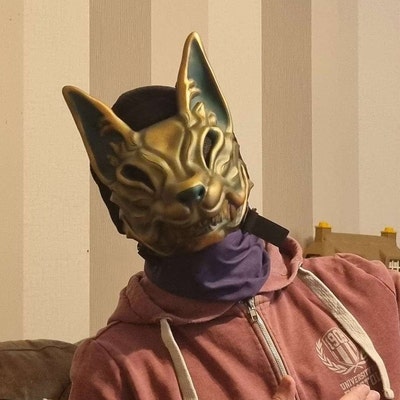 Kitsune Half Mask, Japanese Fox Half Mask, Orange Fox Mask, the Nine ...