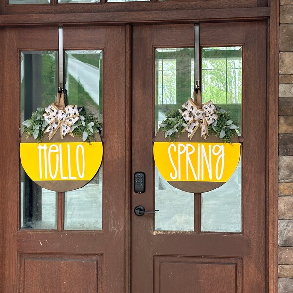 Double Door Front Door Decor | Hello Spring | Spring Double Door Signs ...