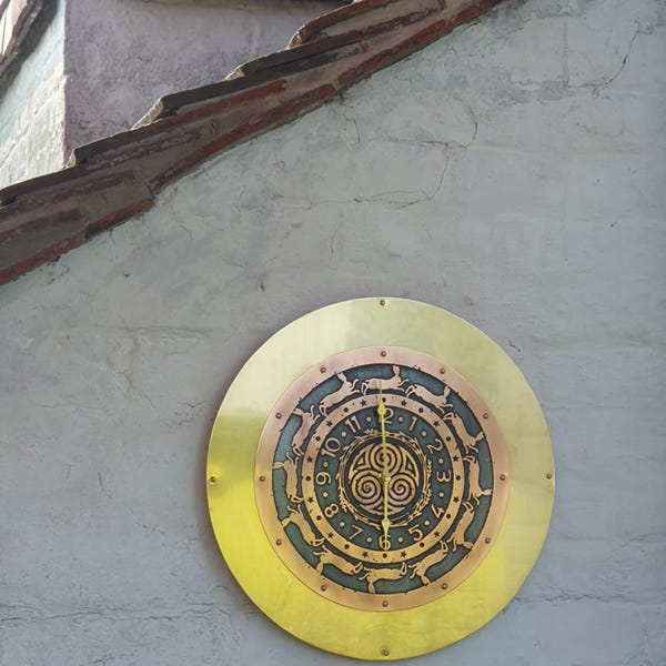Large Copper Wall Clock With Hare and Numbers. 29cm" Celtic Pagan ...