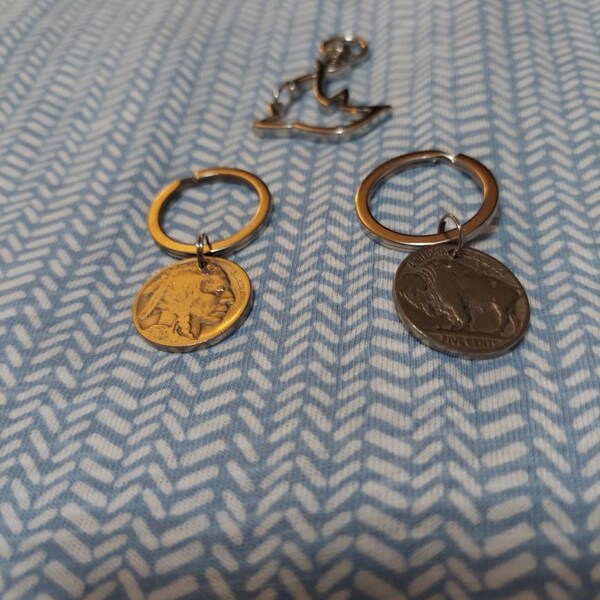 Personalized Native American Buffalo Nickel Keychain: Custom Hand ...