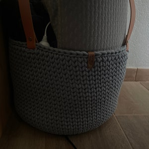 XXL Crochet Basket, Jumbo Bobbiny Round With Wooden Base Crocheted in a ...