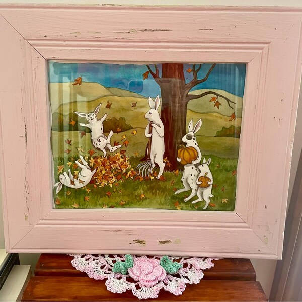 Large Print Dancing Rabbits Fine Art Rabbit Painting Print, Wedding ...