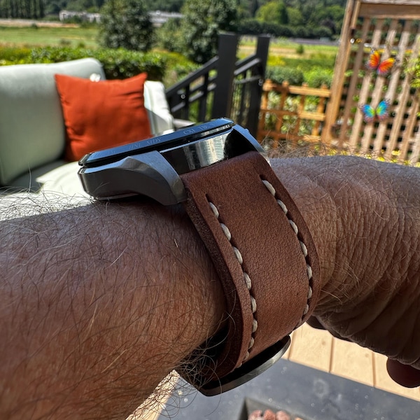 Leather Watch Strap, Bund Strap, Distressed Leather Cuff Watch Band for ...