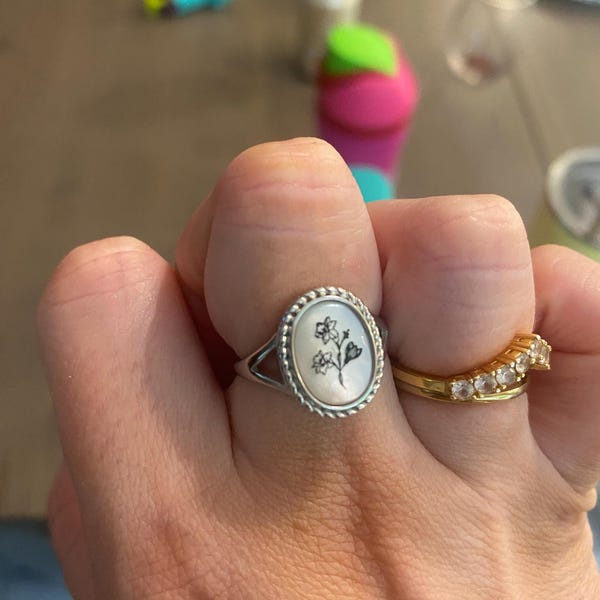 Birth Flower Ring • Combined Birth Flower Ring • Birth Flower Gift ...