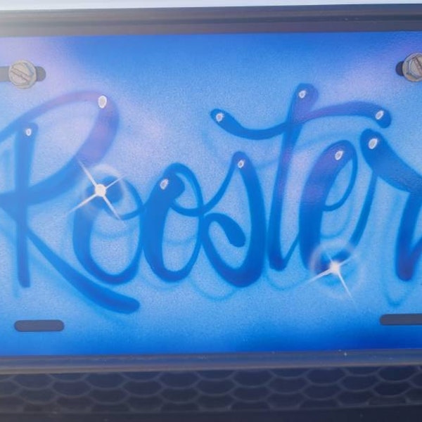 Airbrushed Car Tag Colorful Beach Scene Front License Plate Custom ...