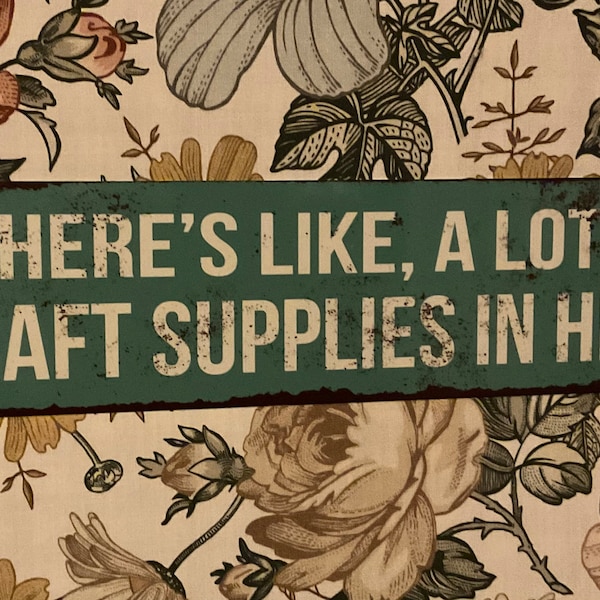 Funny Craft Room Sign - Theres Like a Lot of Craft Supplies in Here ...