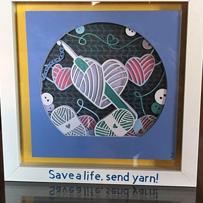 3D Crochet Shadow Box, I'm Hooked on Crochet SVG, Yarn Heart, Heart ...