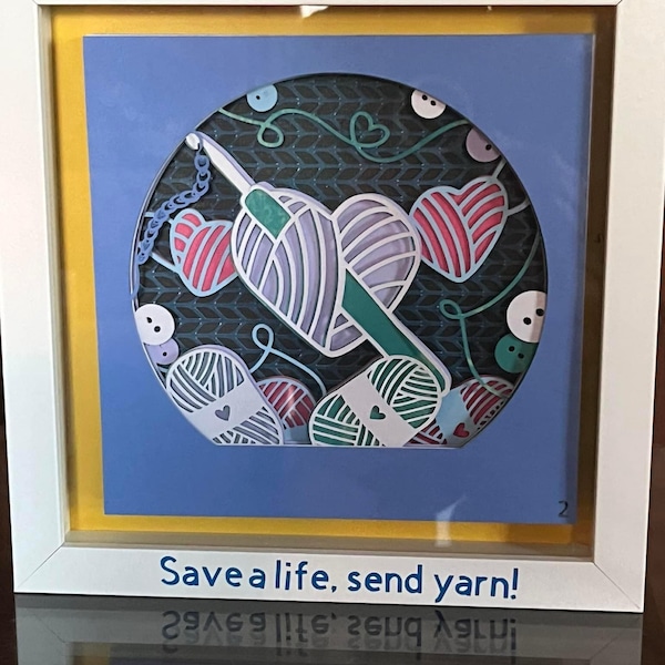 3D Crochet Shadow Box, I'm Hooked on Crochet SVG, Yarn Heart, Heart ...