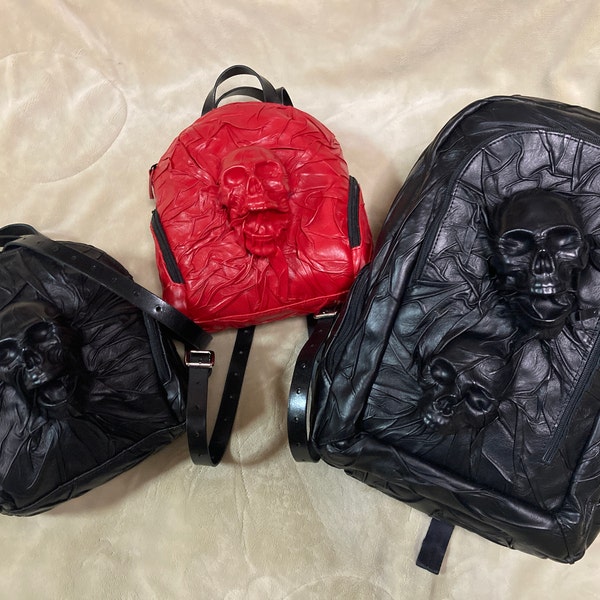 Black Leather Backpack Skulls, Big Black Leather Backpack Skulls ...