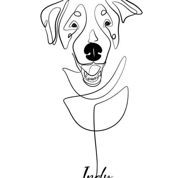 Custom Dog Portrait, Line Drawing, Pet Art, Line Dog Portrait, Dog ...