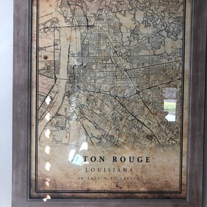 Baton Rouge Vintage Map Poster Wall Art City Artwork Print - Etsy