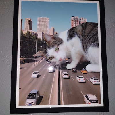 BIG CAT PRINT, Giant Cat Art, Car Art Print, Surreal Wall Art, Hong ...
