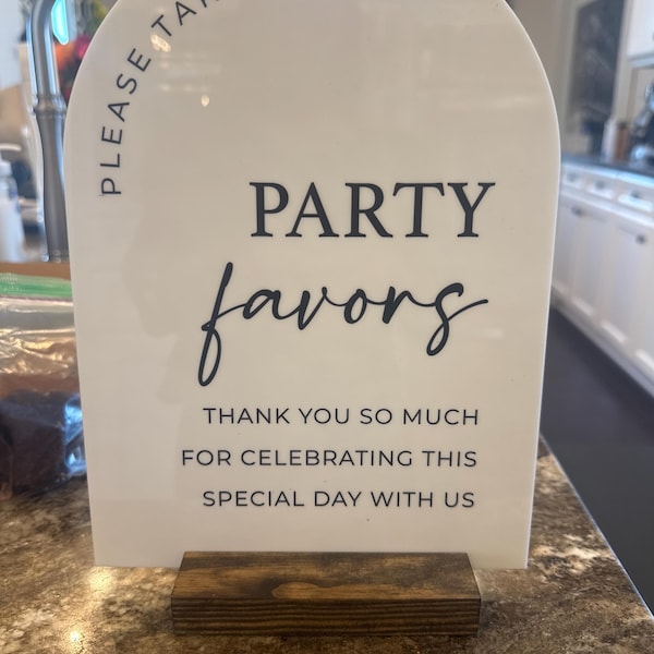 Party Favors Arch Table Sign, Party Favors Sign, Modern Script Acrylic ...