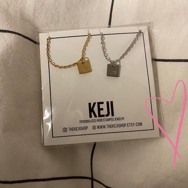 TWO Personalized Necklaces Silver Rose Gold Initial Charm Disc | Custom ...