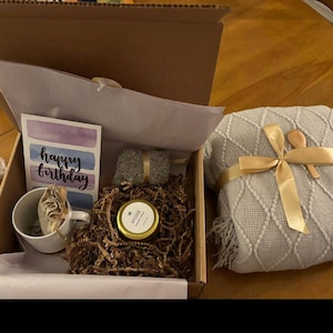 Classy Gift Basket for Women Cozy Gift Box With Blanket, Socks, Candle ...