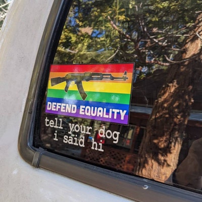 AK-47 Defend Equality LGBTQ Pride Flag and Rifle Decal/sticker - Etsy