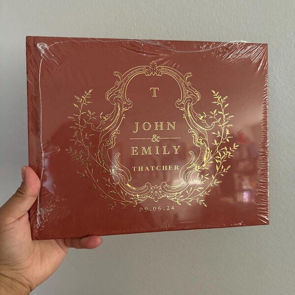 Elegant Wedding Guest Book, Ornate Crest Wedding Hardcover Photo Album ...