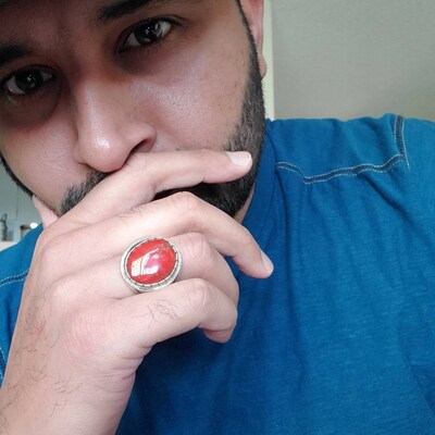 Beautiful Design Men and Women Coral Marjan Ring, 925 Sterling Silver ...