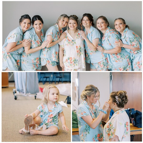Premium Light Blue Bridesmaids Robes Dreamy Angel Song Pattern Soft ...