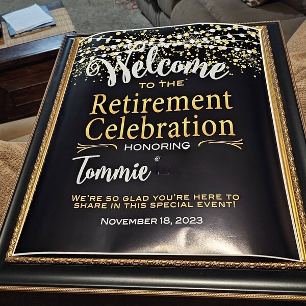 Retirement Celebration Welcome Sign Personalized Printables | Gold ...