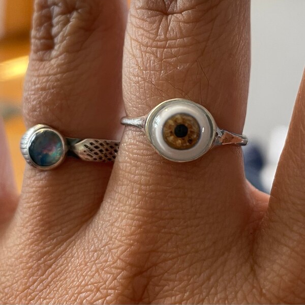 14k Gold Hand Painted "like A Virgin" Eyeball Ring / Evil Eye Ring ...