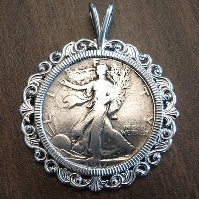 Solid 925 Sterling Silver Coin Bezel Mount Frame Settings Fit US Half ...