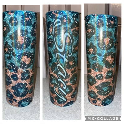 DIGITAL FILE Turquoise and Rose Gold Glitter Leopard Print Skinny ...