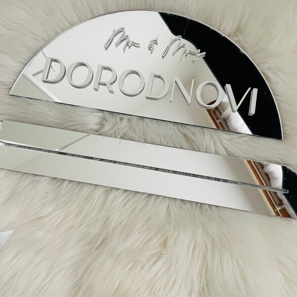 Silver Acrylic Top Table Mr & Mrs Signs With Stand, Silver Mirror Gold ...