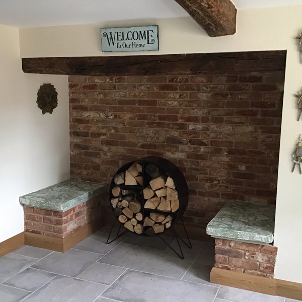 Log Store-log Holder-freestanding-kindling Store-fireside Furniture-log ...