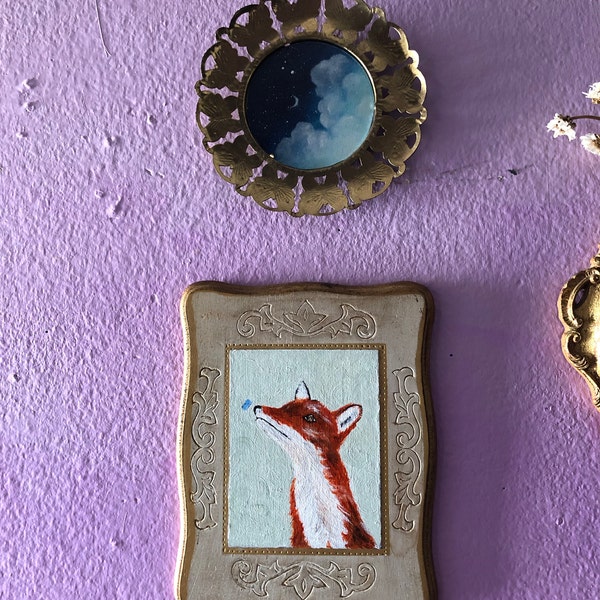 Mini Moon } Hand Painted Moon Phase Art Gallery Wallpaper Vintage Frame ...