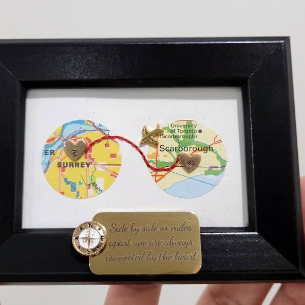 Long Distance Gift, Two Maps in One, Custom Map Gift, Maps in Frame ...