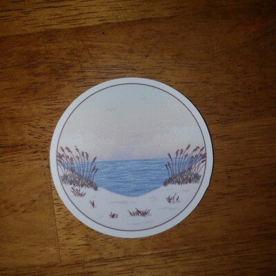 Beach Scene Sticker, Beach Grass Sunset Decal, Summer Theme Decal ...