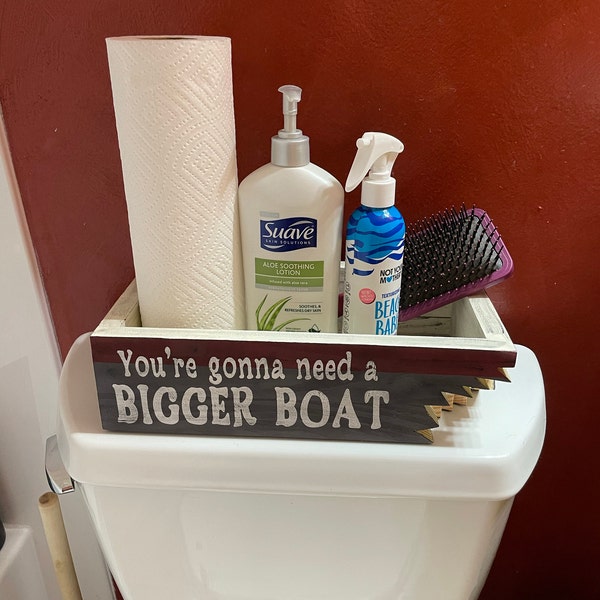 Jaws Movie Decor, Funny Bathroom Humor, Fun Bath Storage, Jaws Decor ...