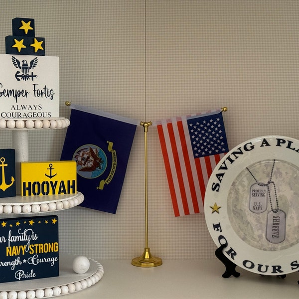 Military Tiered Tray Decor, US Navy Decor, Military Decor, Military ...